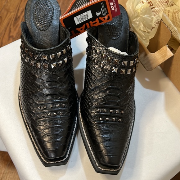 Ariat | Shoes | Brand New Ariat Dixie Mules Faux Python Snake Studded ...